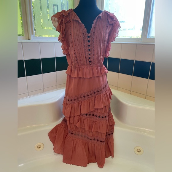 Sea New York | Dresses | Sea Ny Rosalie Crochet Pom Pom Ruffle Maxi Dress | Poshmark